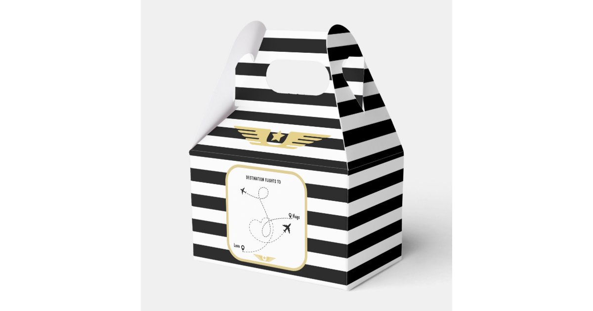 Black and white stripe pilot favor boxes | Zazzle
