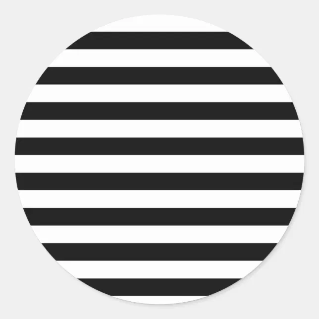 Black and White Stripe | Striped Design Classic Round Sticker | Zazzle