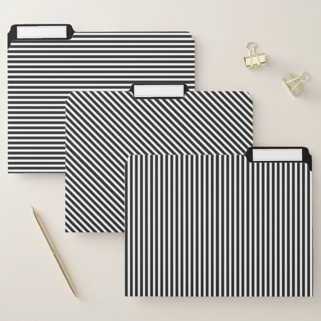 Black and White Striped File Folder | Zazzle