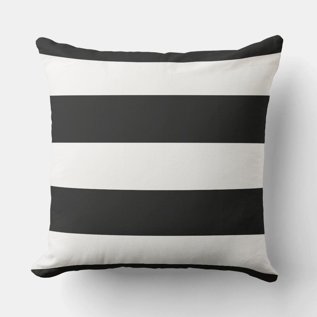 Black And White Striped Outdoor Pillow | Zazzle