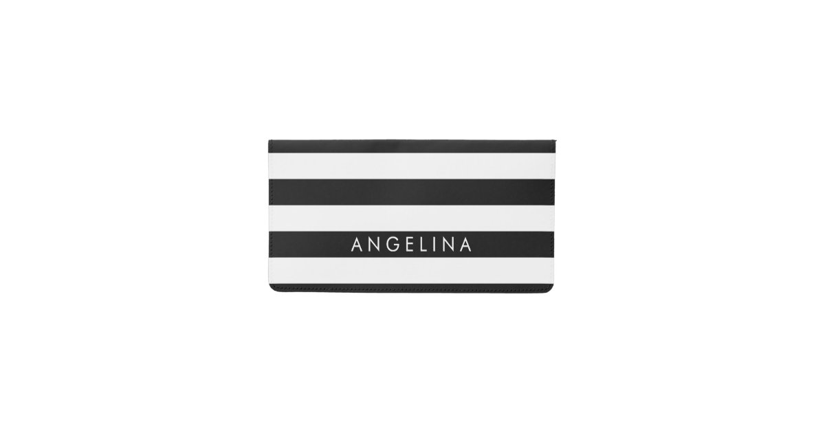 Black and White Striped Pattern Custom Name Checkbook Cover | Zazzle