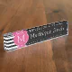 Black and White Striped Pattern Hot Pink Monogram Desk Name Plate | Zazzle