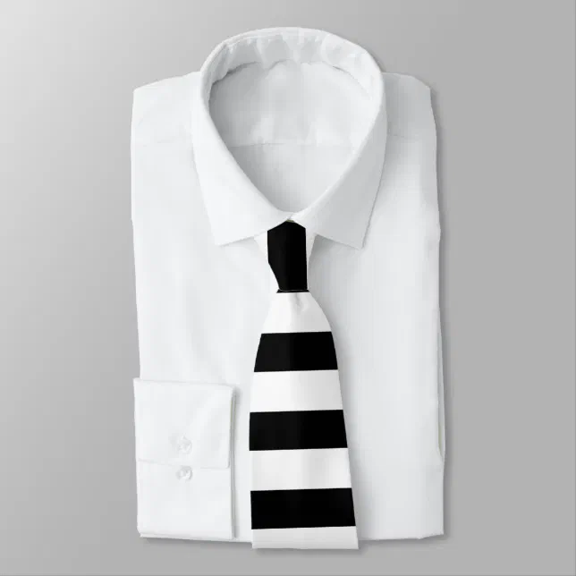 Black and White Striped Solid Color Stripes Neck Tie | Zazzle