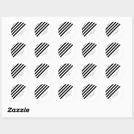Black and white striped sticker | wedding favor | Zazzle