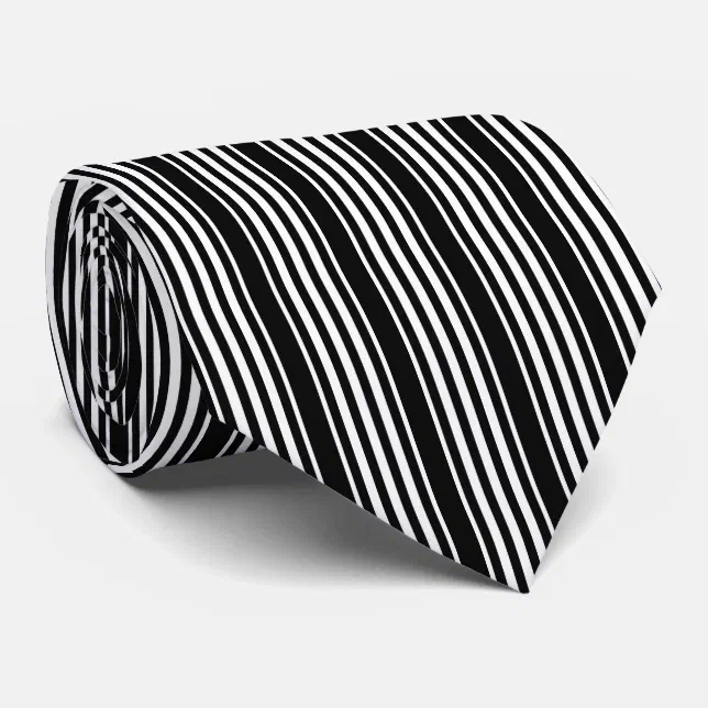 Black and White Striped Tie with Vertical Stripes | Zazzle