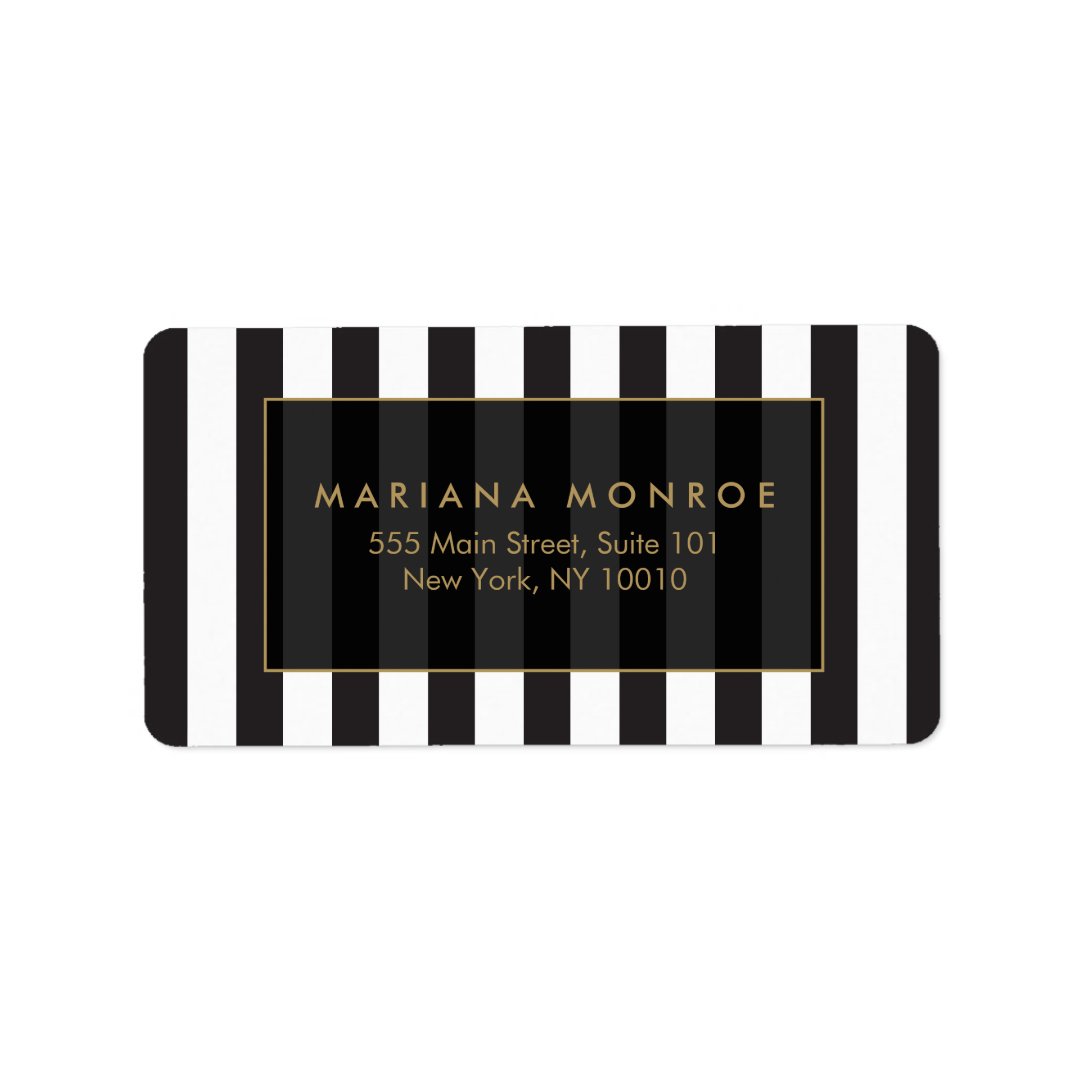 Black and White Stripes Address Label | Zazzle
