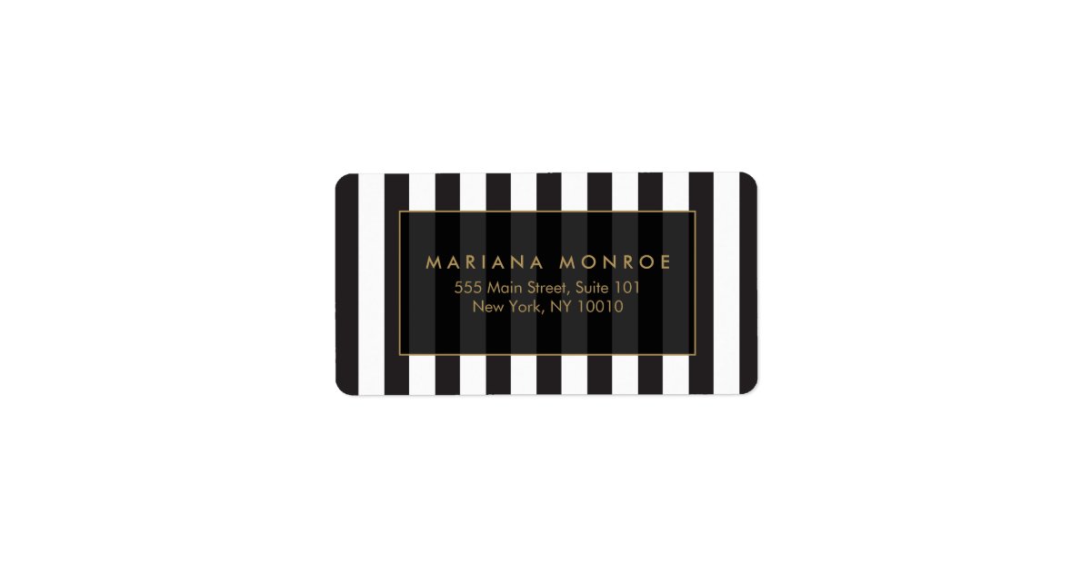 Black and White Stripes Address Label | Zazzle