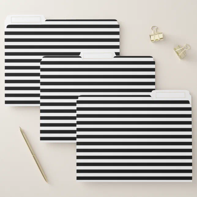 Black and White Stripes File Folder | Zazzle