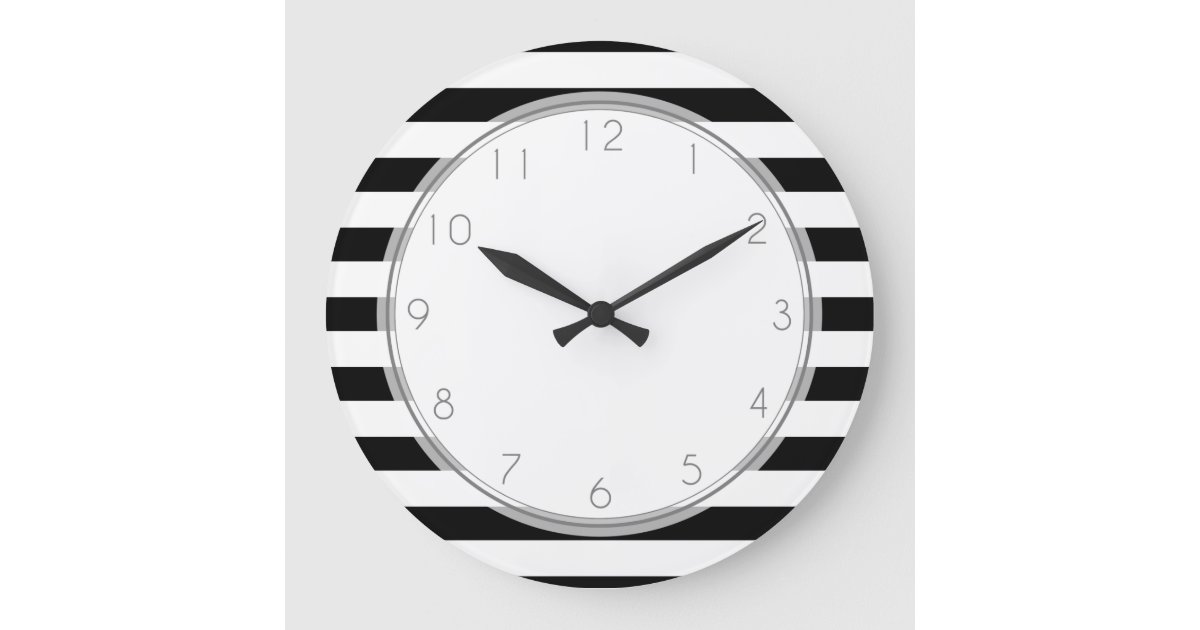 Black and White Stripes Pattern Large Clock | Zazzle