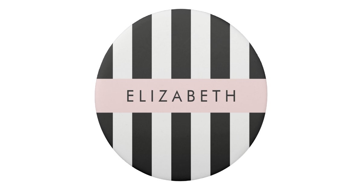 Black and White Stripes, Striped, Lines, Your Name Eraser | Zazzle