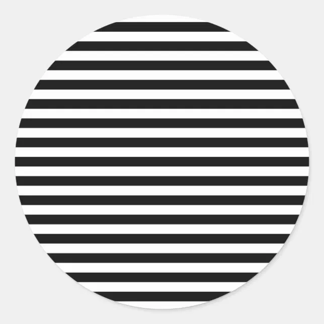 Black and White Stripes, Striped Pattern, Lines Classic Round Sticker ...