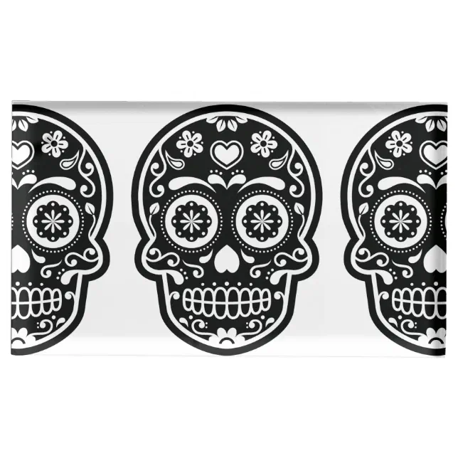 Black and White Sugar Skull Heart Place Card Holder | Zazzle