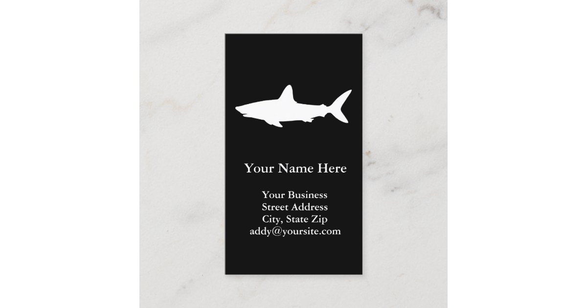 Black and White Swimming Shark Business Card | Zazzle