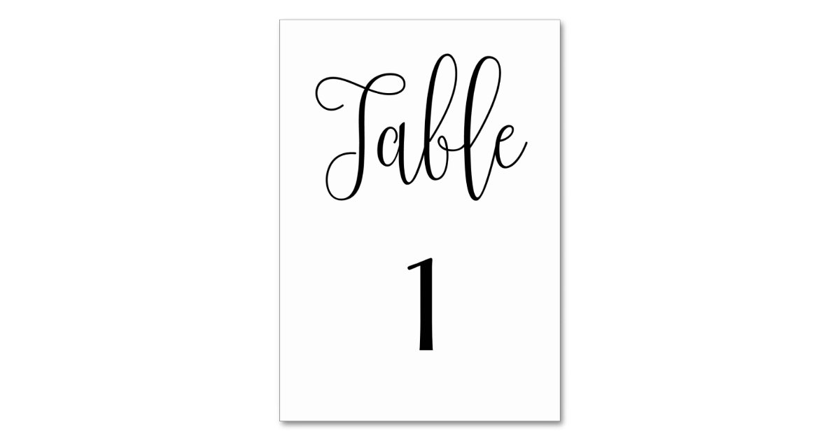 Black and white table number simple Modern wedding | Zazzle