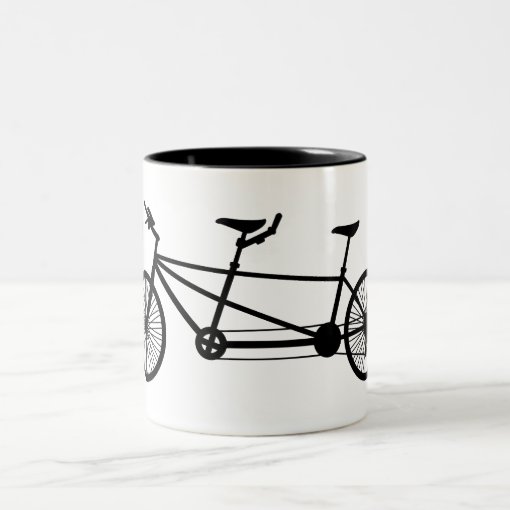 Black and White Tandem Bike Dual Names Two-Tone Coffee Mug | Zazzle