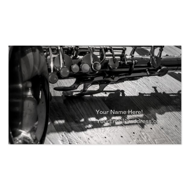 Black and White Tenor Saxophone Business Card Template