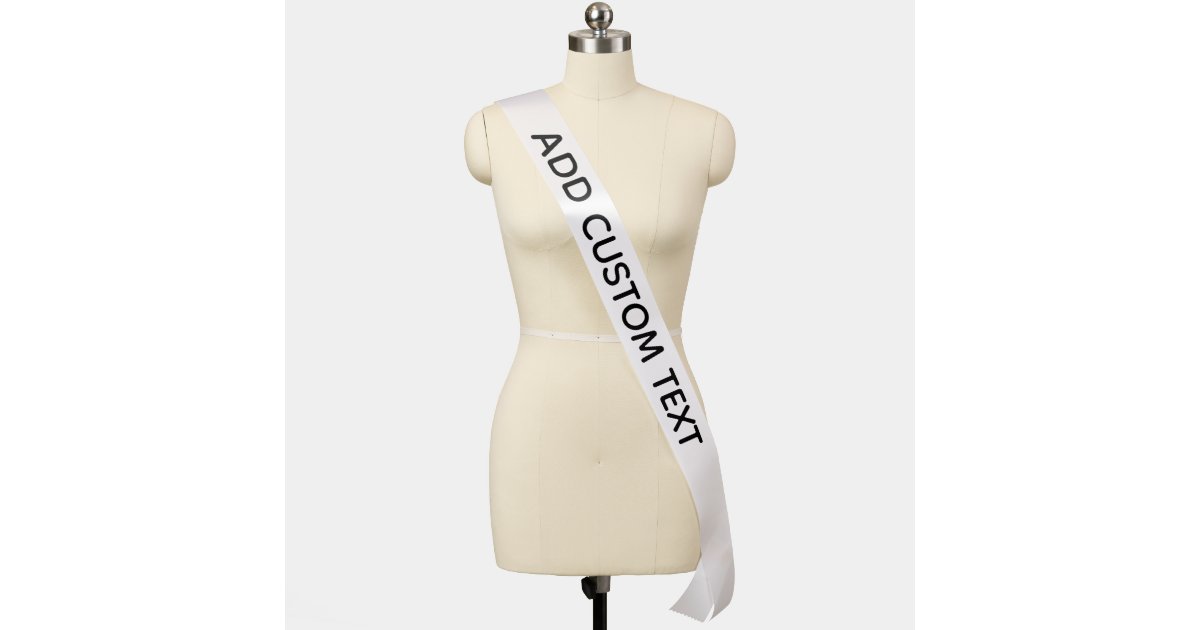 Black and White Text - Handwriting Font Basic Sash | Zazzle