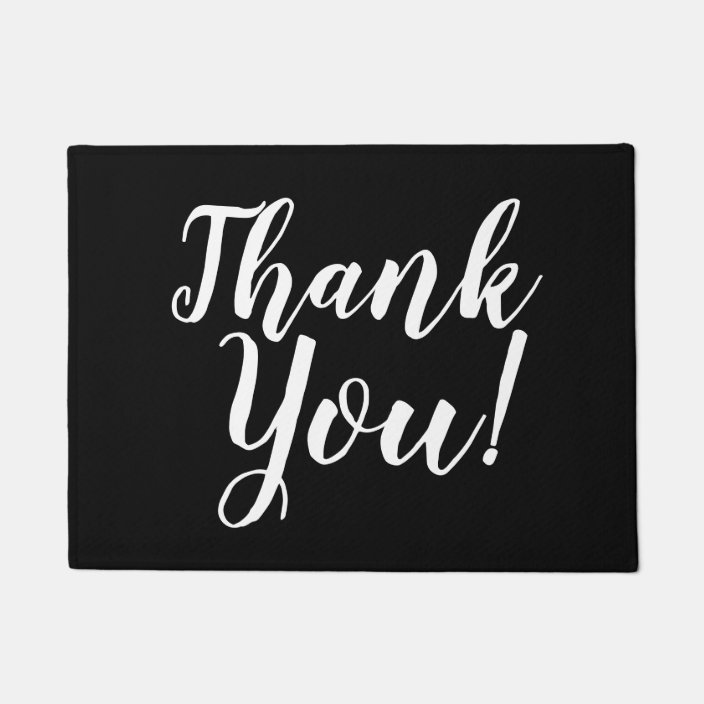 Black And White Thank You Script Typography Doormat | Zazzle.com