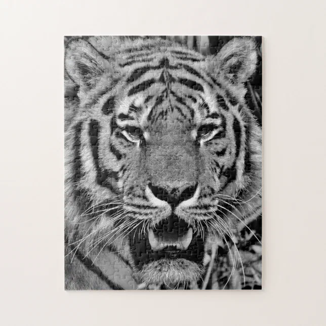 Black and White Tiger Face Jigsaw Puzzle | Zazzle