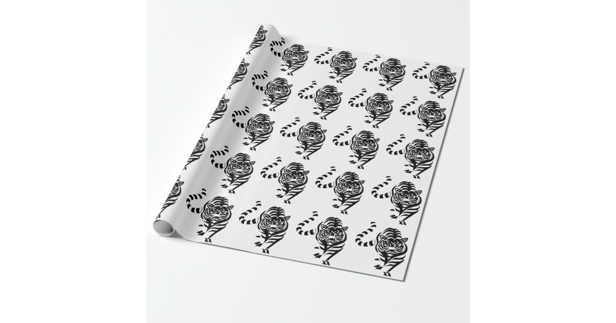 Black And White Tiger Wrapping Paper | Zazzle