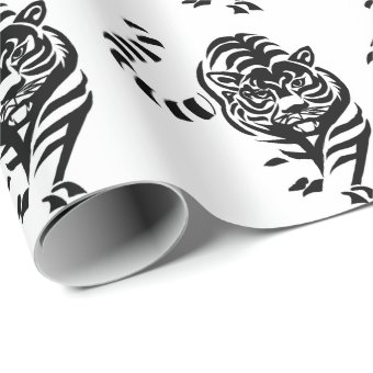 Black And White Tiger Wrapping Paper | Zazzle