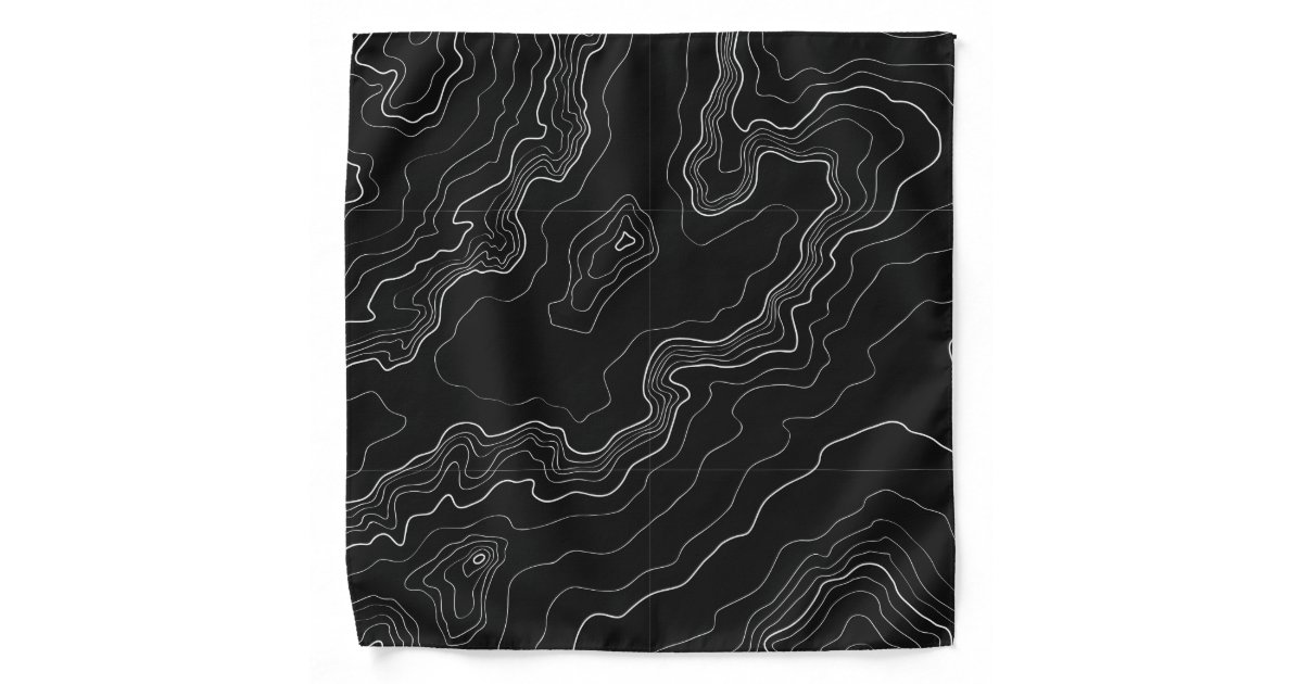 Black and white topography map bandana | Zazzle