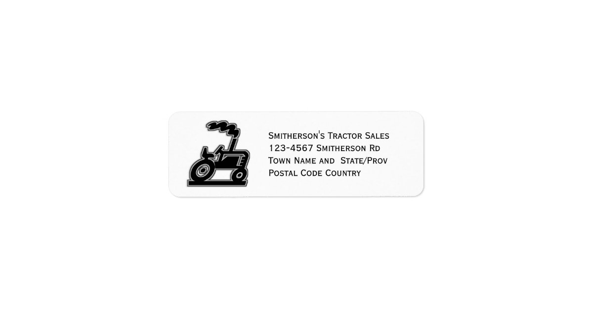 Black and White Tractor Graphic Label | Zazzle