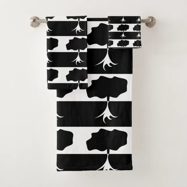 Black and White Tree Nature Pattern Bath Towel Set | Zazzle