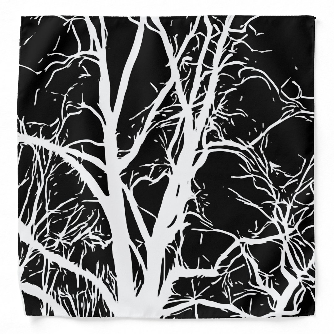 Black and White Trees Branches Abstract Pattern Bandana | Zazzle