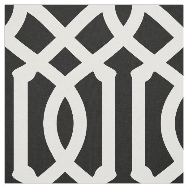 Chic Black and White Trellis Lattice Pattern Fabric | Zazzle.com