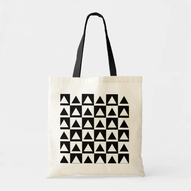 Black and White triangle geometric shape pattern Tote Bag | Zazzle