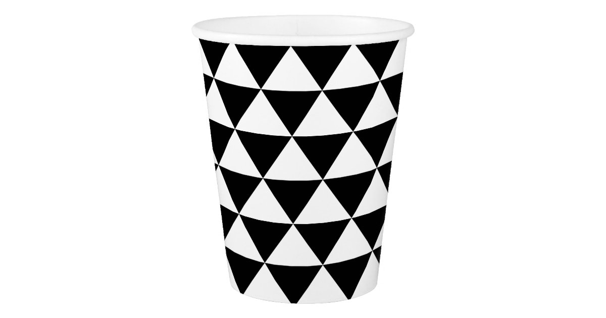 Black and White Triangle Pattern Paper Cup | Zazzle