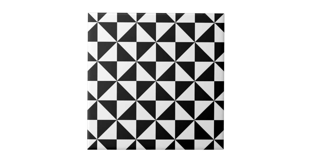Black And White Triangle Pattern Tile | Zazzle