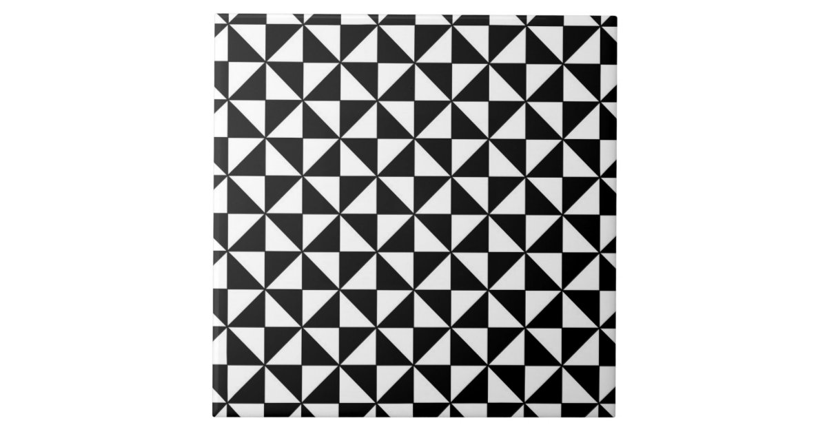 Black and white triangles pattern ceramic tile | Zazzle