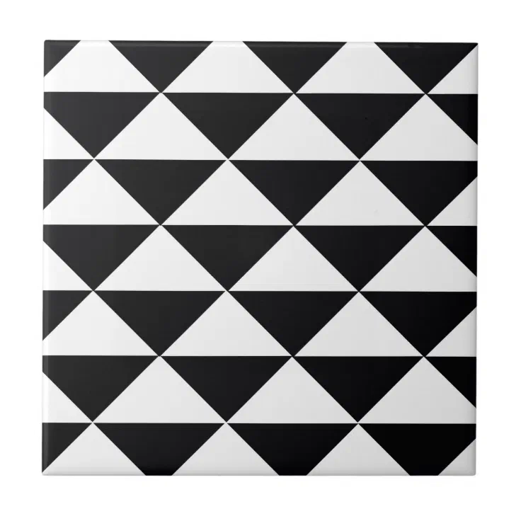 Black and White Triangles Tile | Zazzle