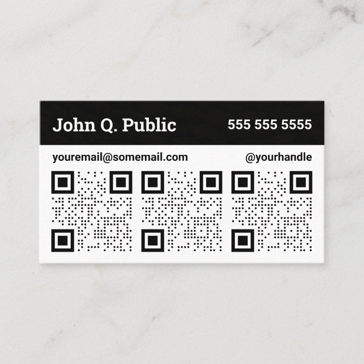 Black and White Triple QR Code Business Card | Zazzle