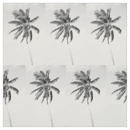 Black and white tropical palm tree summer modern fabric | Zazzle