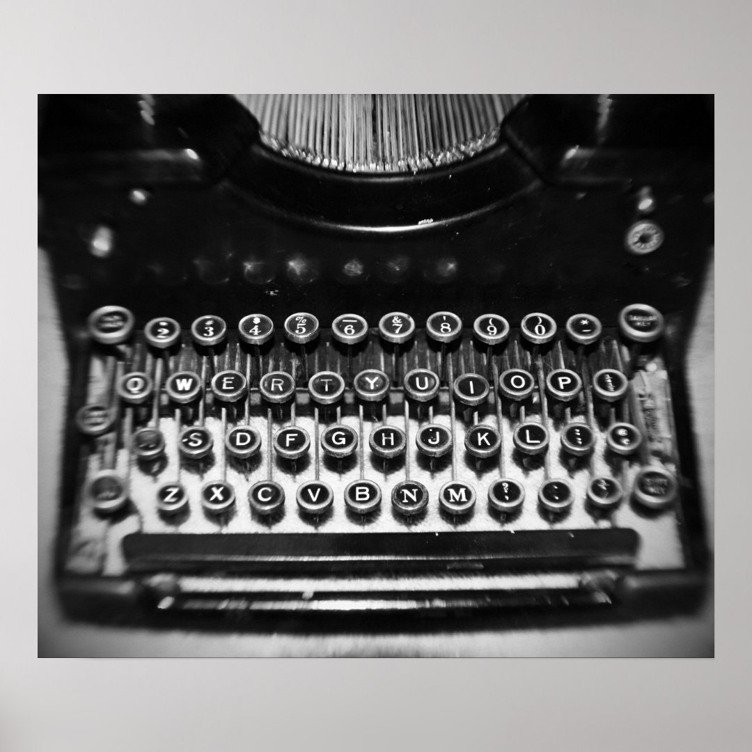 Black and White Typewriter Poster | Zazzle