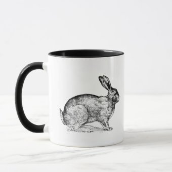 Black and White Vintage Bunny Rabbit Coffee Mug | Zazzle