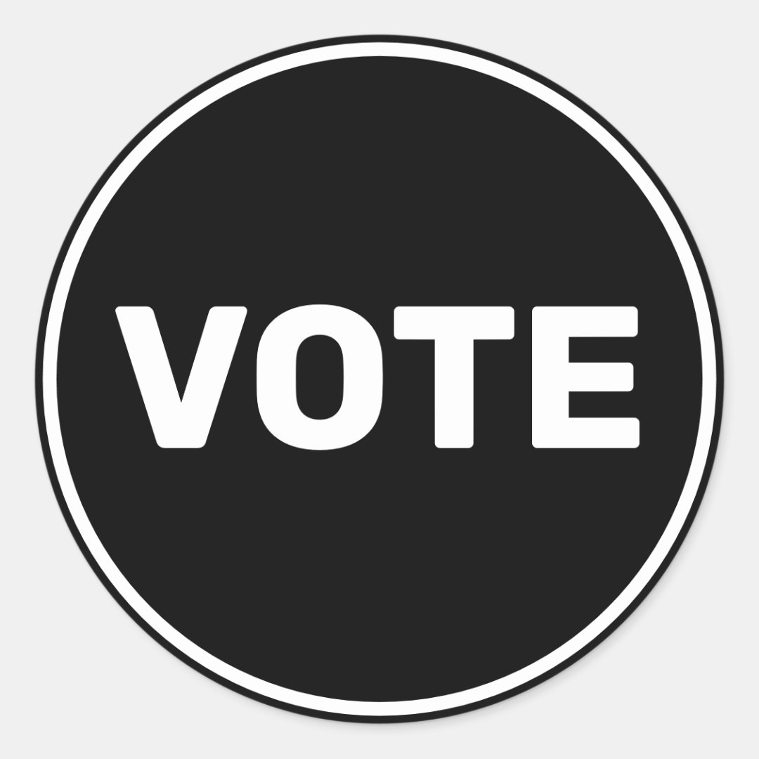 Black and White Vote Classic Round Sticker | Zazzle