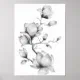 Black and white watercolor flowers wall art poster | Zazzle