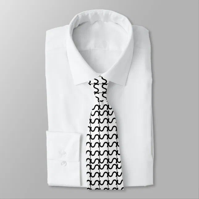 Black and White Wavy Stripe Pattern Neck Tie | Zazzle