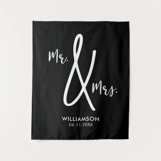 Black and White Wedding Backdrop Mr. & Mrs. Custom | Zazzle.com