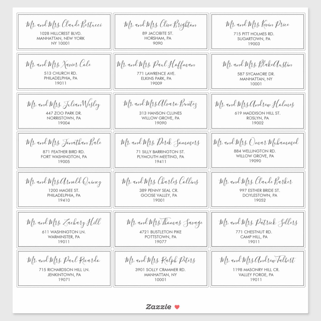 Black and White Wedding Guest Address Label | Zazzle