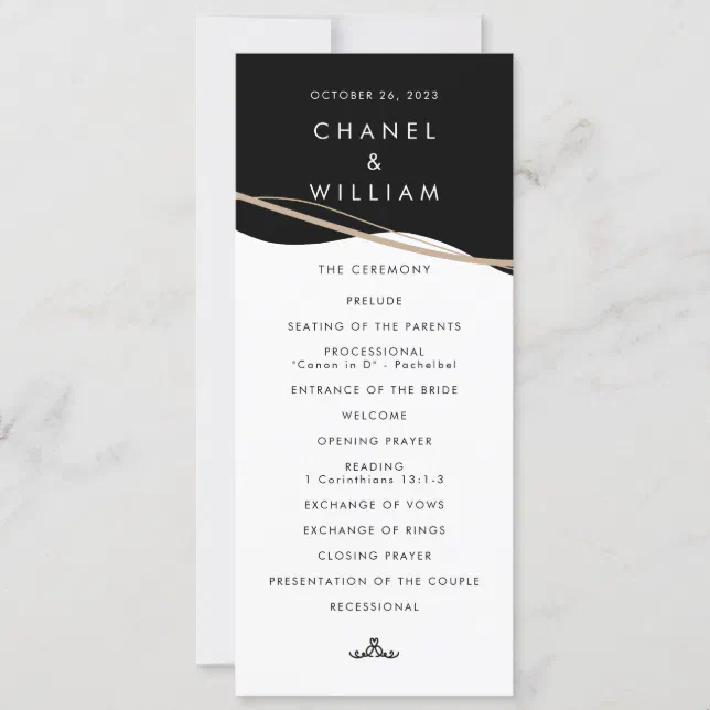 black and white wedding program | Zazzle
