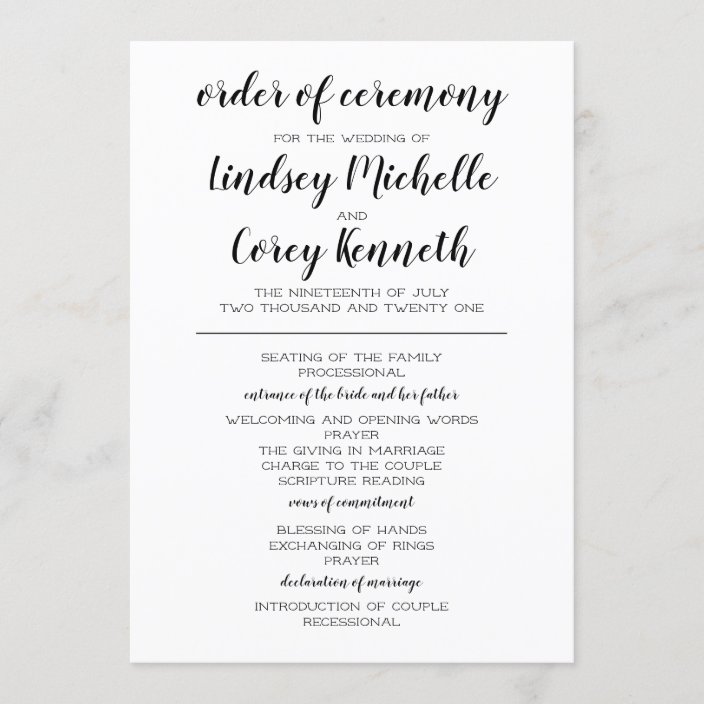 Black and White Wedding Program | Zazzle.com