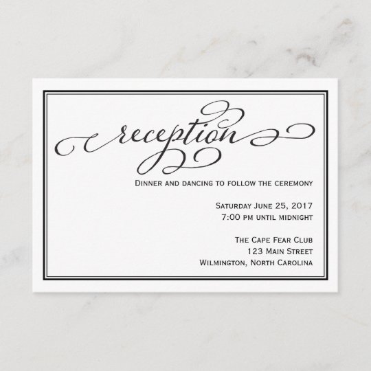 Black and White Wedding Reception Details Card | Zazzle.com