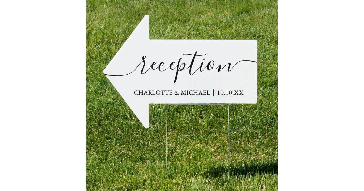 Black And White Wedding Reception This Way Arrow Sign | Zazzle