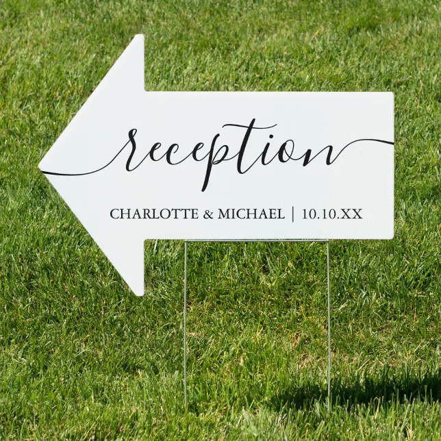 Black And White Wedding Reception This Way Arrow Sign | Zazzle