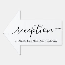 Black And White Wedding Reception This Way Arrow Sign | Zazzle